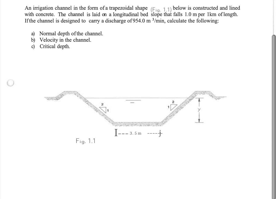 Solved An irrigation channel in the form of a trapezoidal | Chegg.com