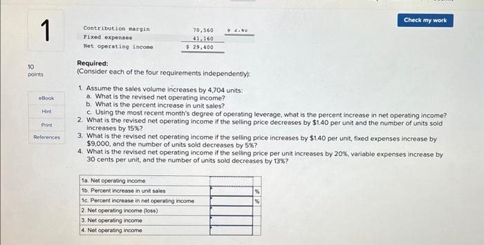 Solved Exercise 5-13 (Algo) Changes in Selling Price, Unit | Chegg.com