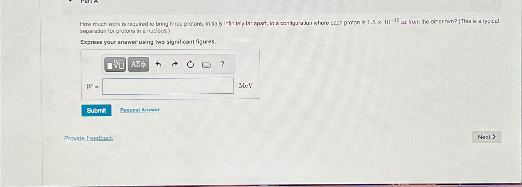 Solved How much work is required to bring three protons, | Chegg.com