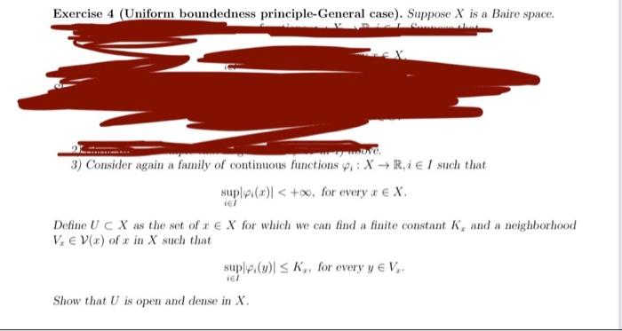 Exercise 4 (Uniform boundedness principle-General | Chegg.com