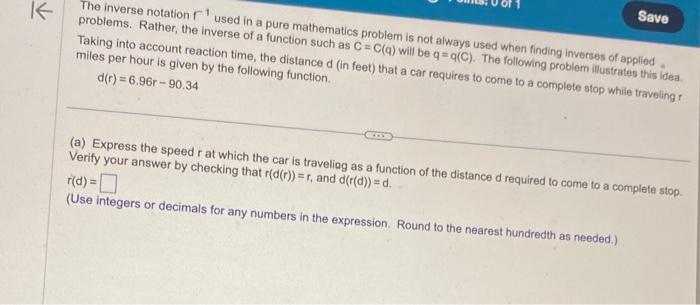 Solved The inverse notation f ^ - 1 in a pure mathematics | Chegg.com