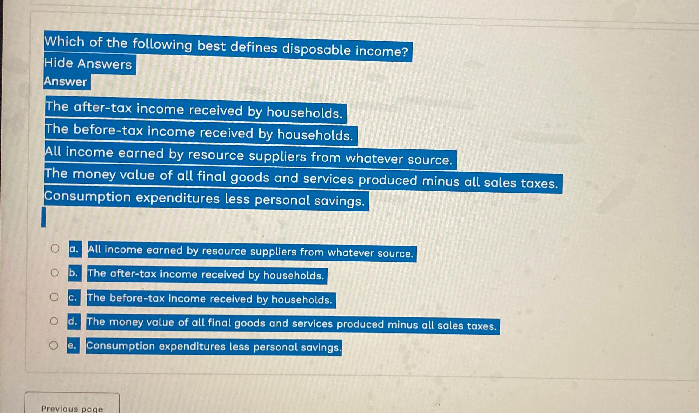 Solved Which of the following best defines disposable | Chegg.com