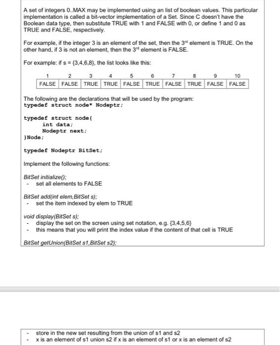 Solved A set of integers 0..MAX may be implemented using an | Chegg.com