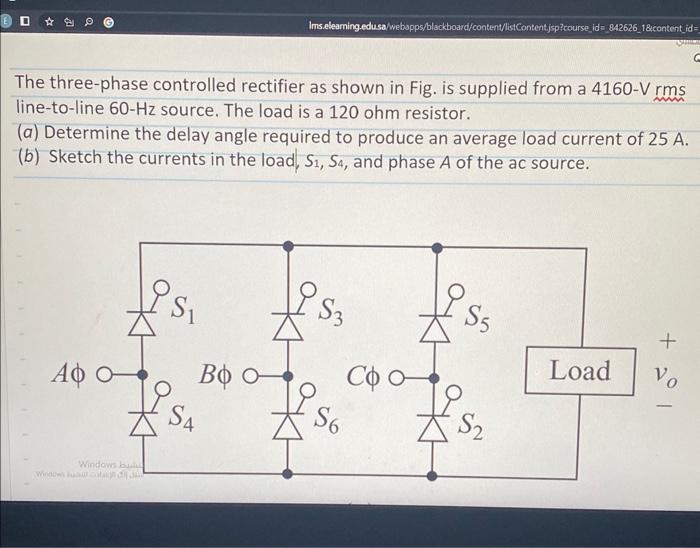 Solved The three-phase controlled rectifier as shown in Fig. | Chegg.com