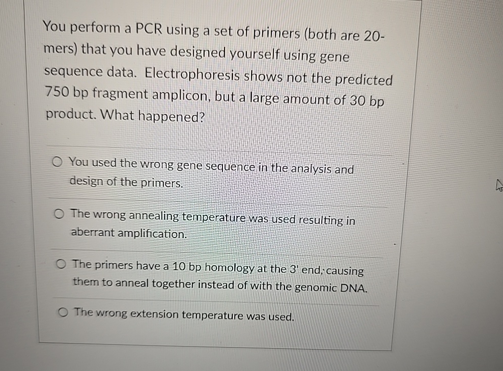 Solved You perform a PCR using a set of primers (both are | Chegg.com