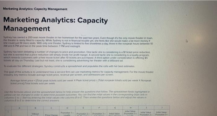 Marketing Analytics: Capacity Management | Chegg.com