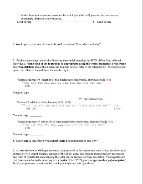 Solved NAME: Mutations and Polymorphisms Homework =6−3 pts | Chegg.com