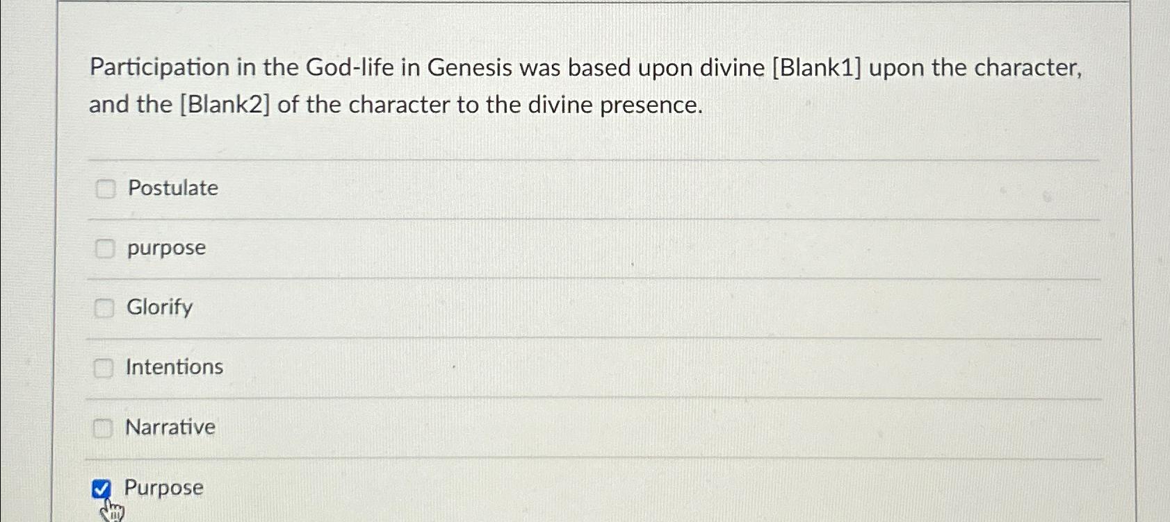 Solved Participation in the God-life in Genesis was based | Chegg.com