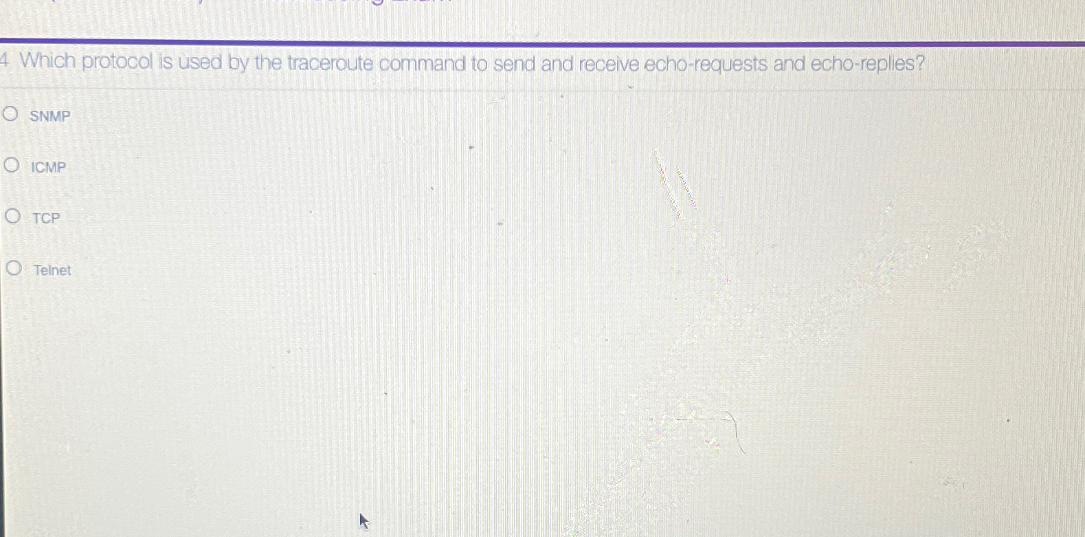 4 ﻿Which protocol is used by the traceroute command | Chegg.com