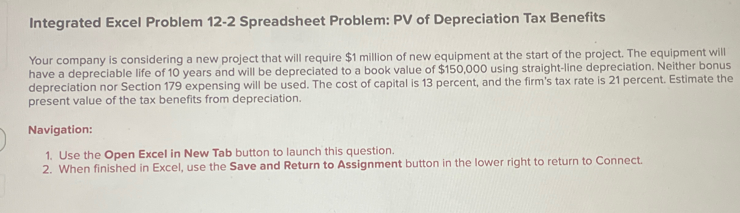 Solved Integrated Excel Problem 12-2 ﻿Spreadsheet Problem: | Chegg.com