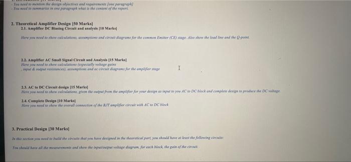 Solved ELECTRONICS-1 ELE 2403/202120 Final Project | Chegg.com