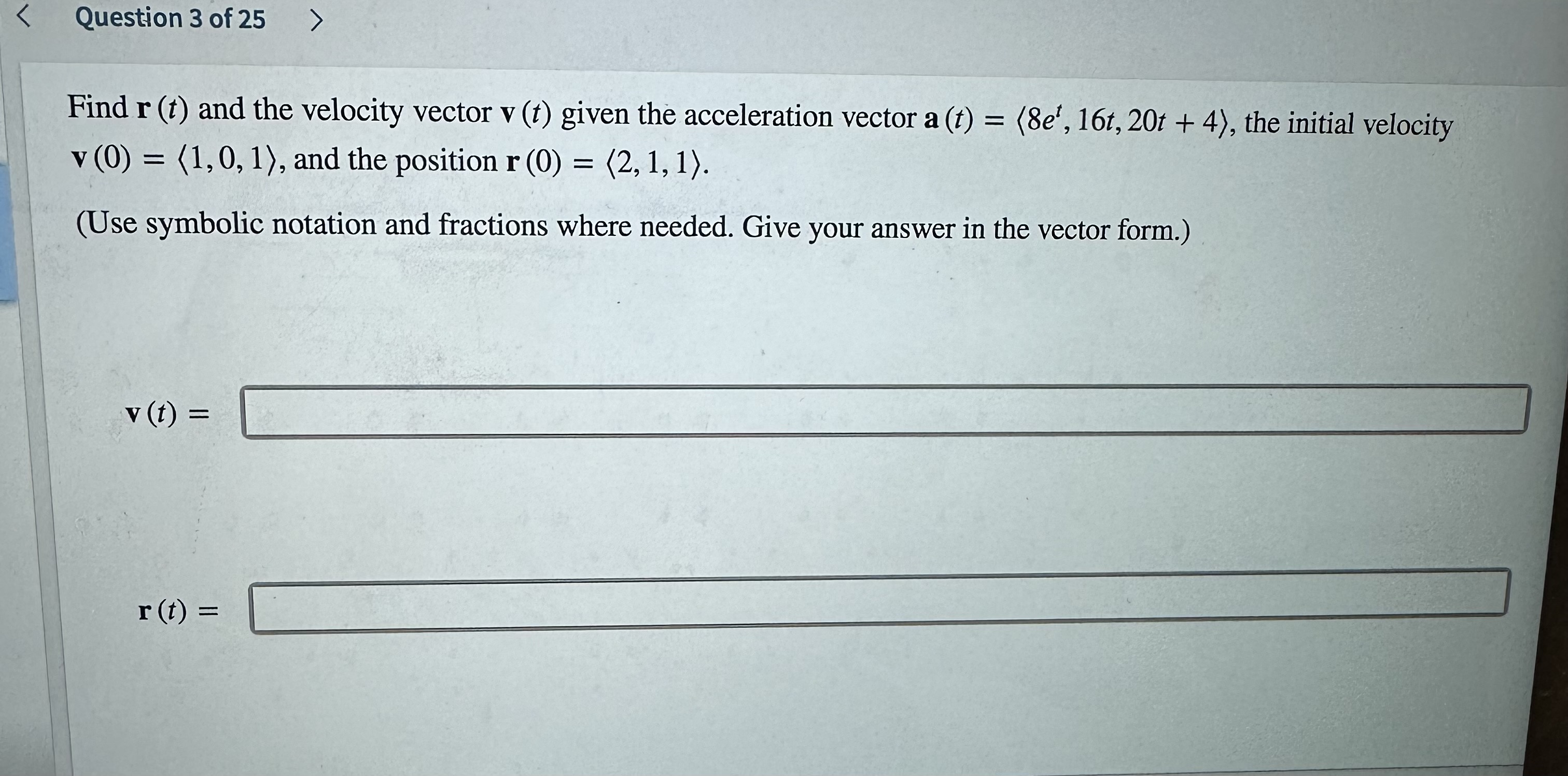 Solved Find r(t) ﻿and the velocity vector v(t) ﻿given the | Chegg.com