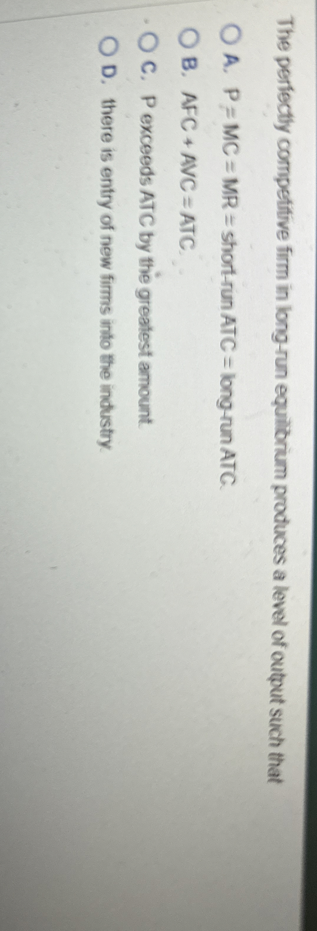 Solved The perfectly competfive firm in long-run equilitrium | Chegg.com