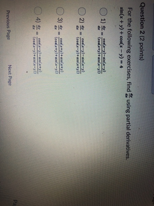 Solved Question 2 (2 points) For the following exercises, | Chegg.com