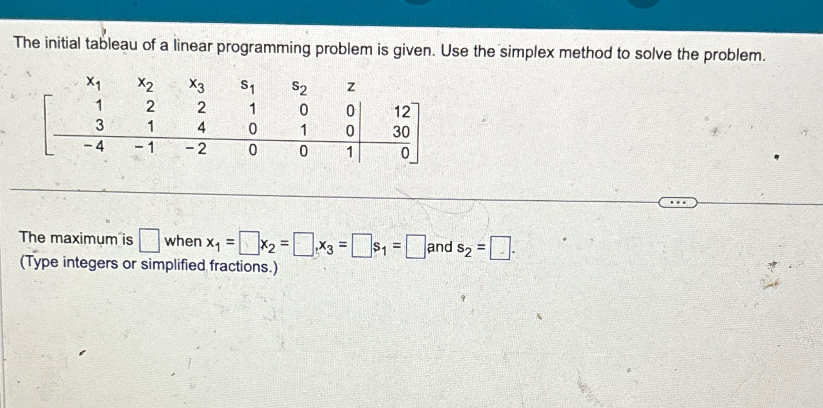 Solved The Initial Tableau Of A Linear Programming Problem 9081