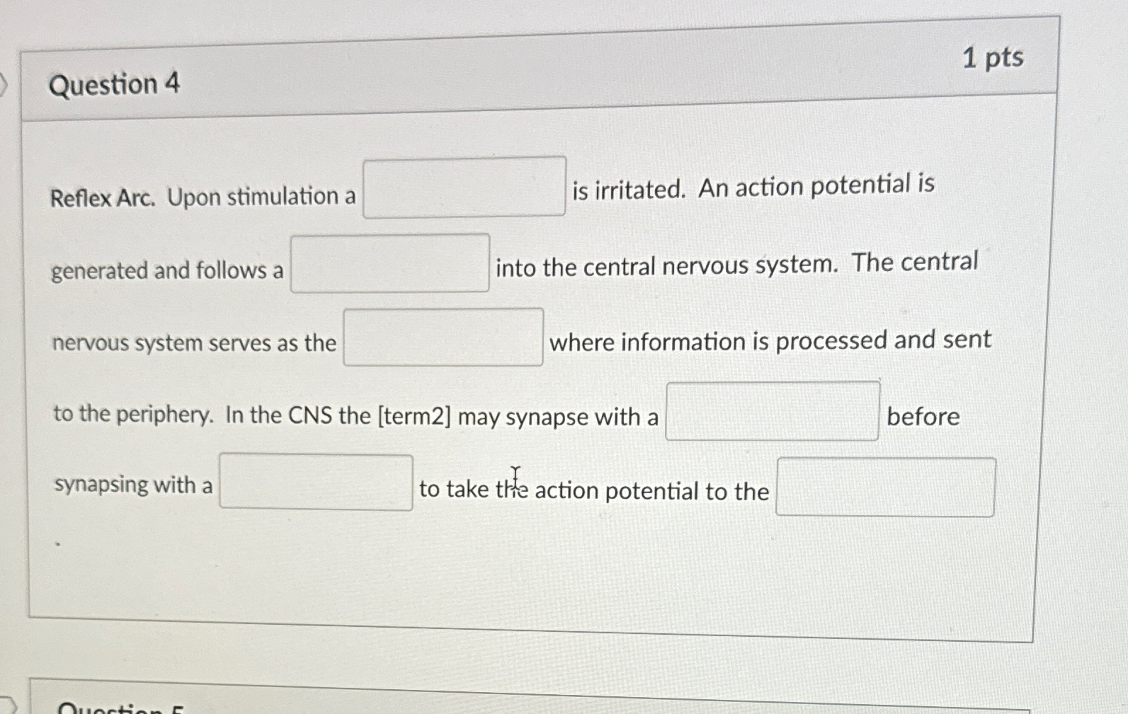 Solved Question 41ptsReflex Arc. Upon stimulation a is | Chegg.com