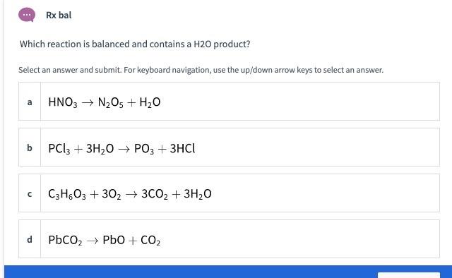 Solved Rx bal Which reaction is balanced and contains a H20 | Chegg.com