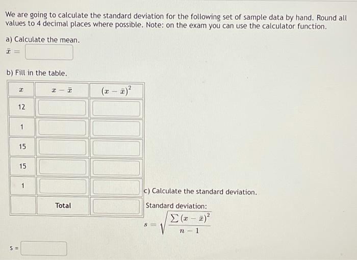 Solved Calculate both the sample and the population standard | Chegg.com