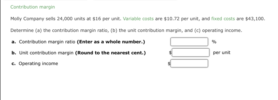 Solved Contribution marginMolly Company sells 24,000 ﻿units | Chegg.com