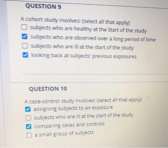Solved QUESTION 9 A cohort study involves: (select all that | Chegg.com