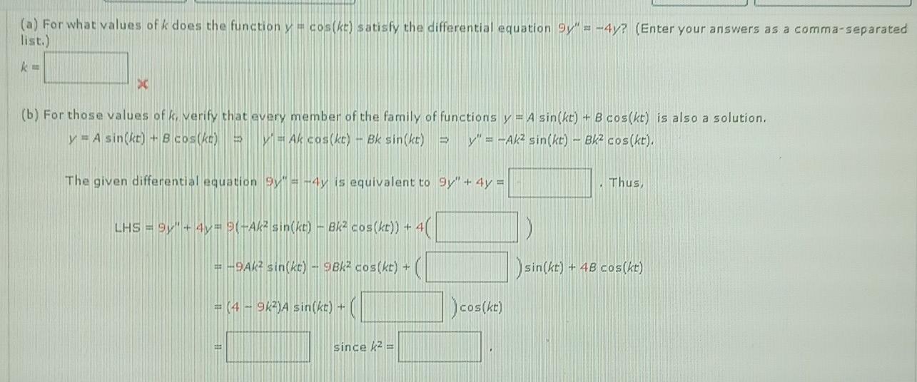 Solved A For What Values Of K Does The Function Y
