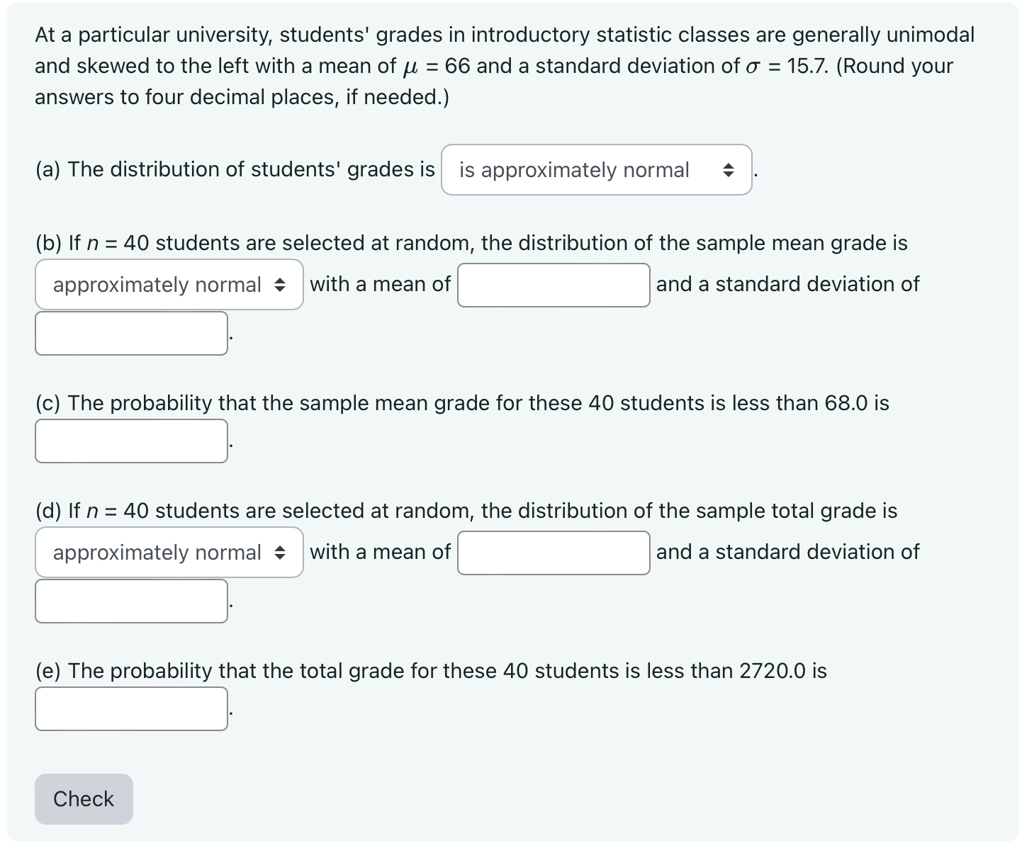 Solved At a particular university, students' grades in | Chegg.com