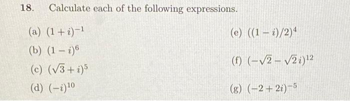 Solved 18. Calculate each of the following expressions. (e) | Chegg.com