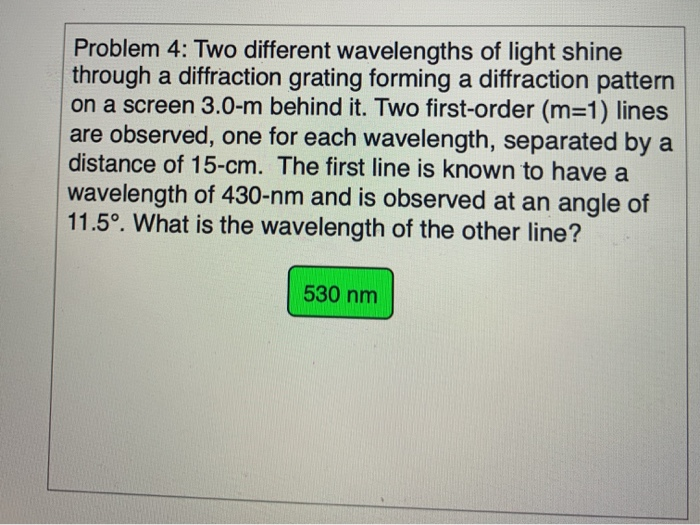 Solved Problem 4: Two different wavelengths of light shine | Chegg.com