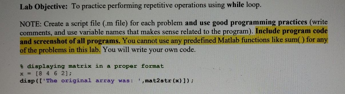 Solved Lab Objective: To practice performing repetitive | Chegg.com