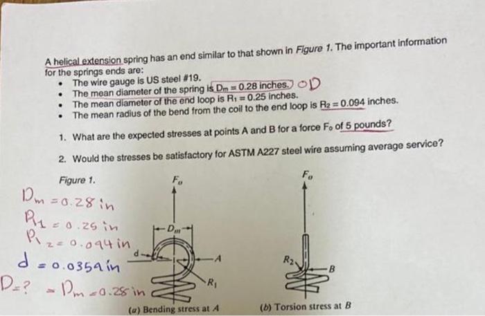 Solved A helical extension spring has an end similar to that | Chegg.com