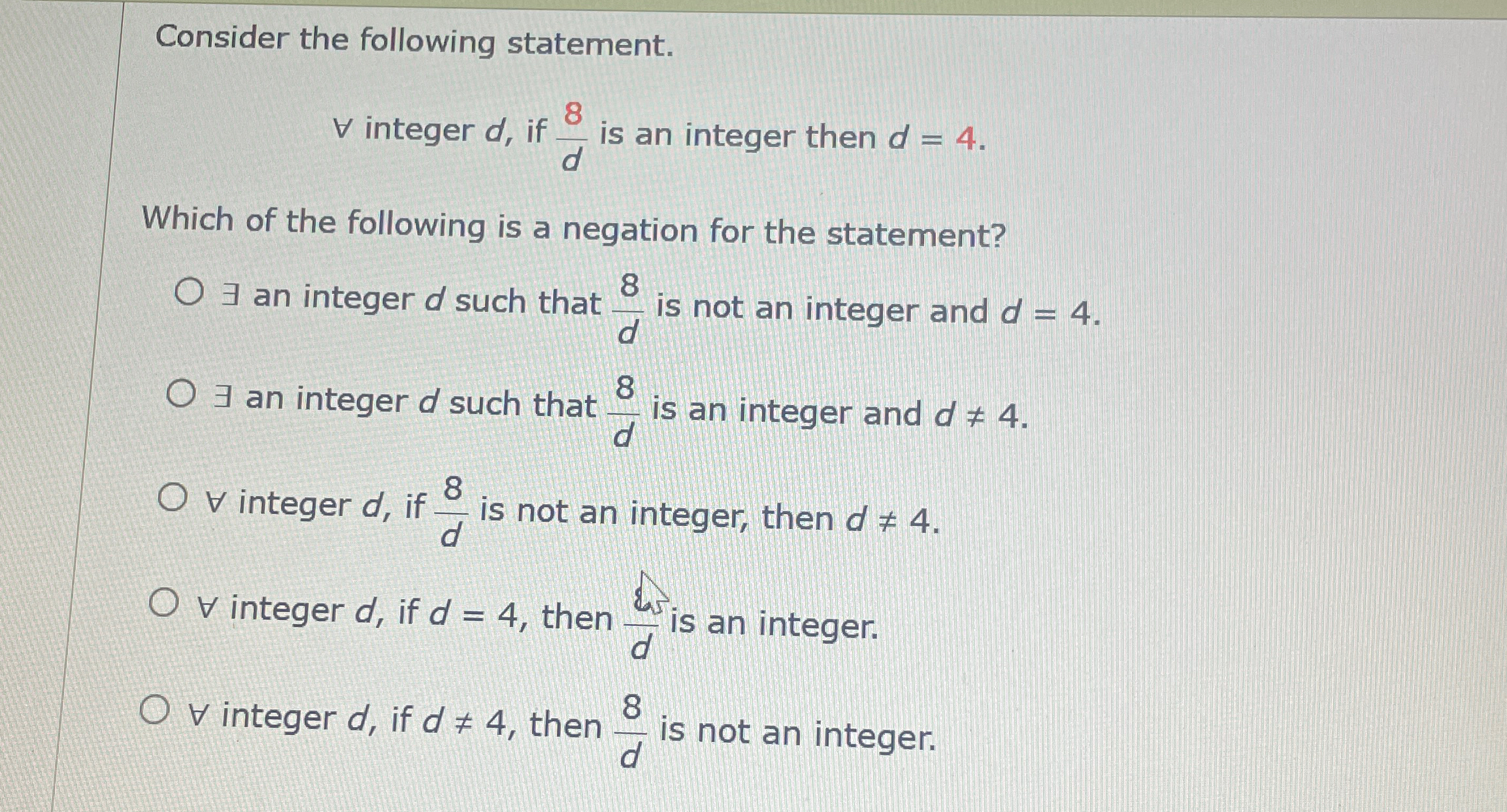 Solved Consider the following statement.AA ﻿integer d, ﻿if | Chegg.com