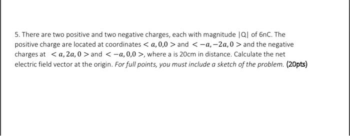 Solved 5. There are two positive and two negative charges, | Chegg.com