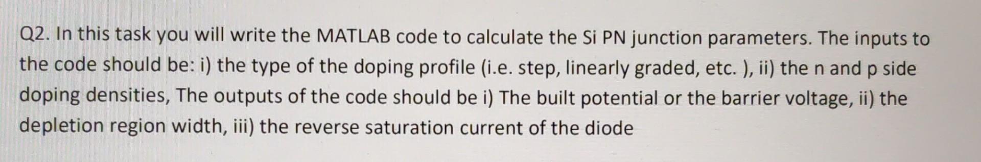 Solved Q2. In this task you will write the MATLAB code to | Chegg.com