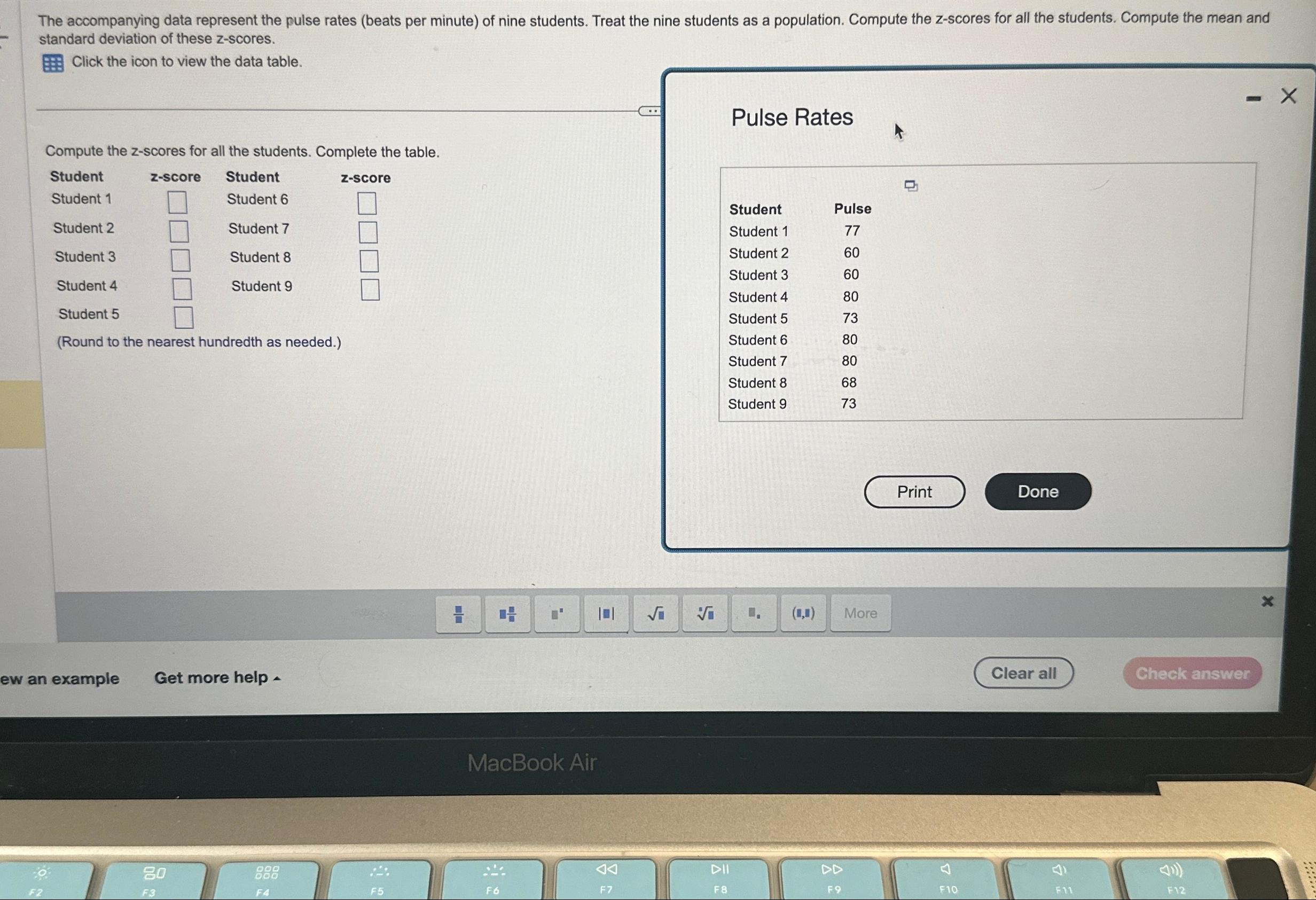 Solved standard deviation of these z-scores.Click the icon | Chegg.com