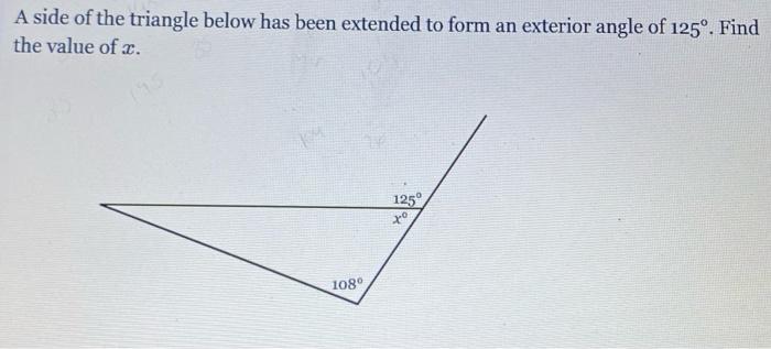Solved A side of a triangle below has been extended to form | Chegg.com