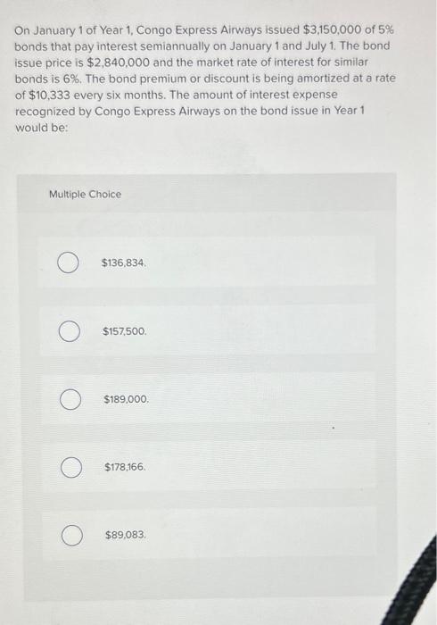 Solved On January 1 of Year 1, Congo Express Airways issued | Chegg.com