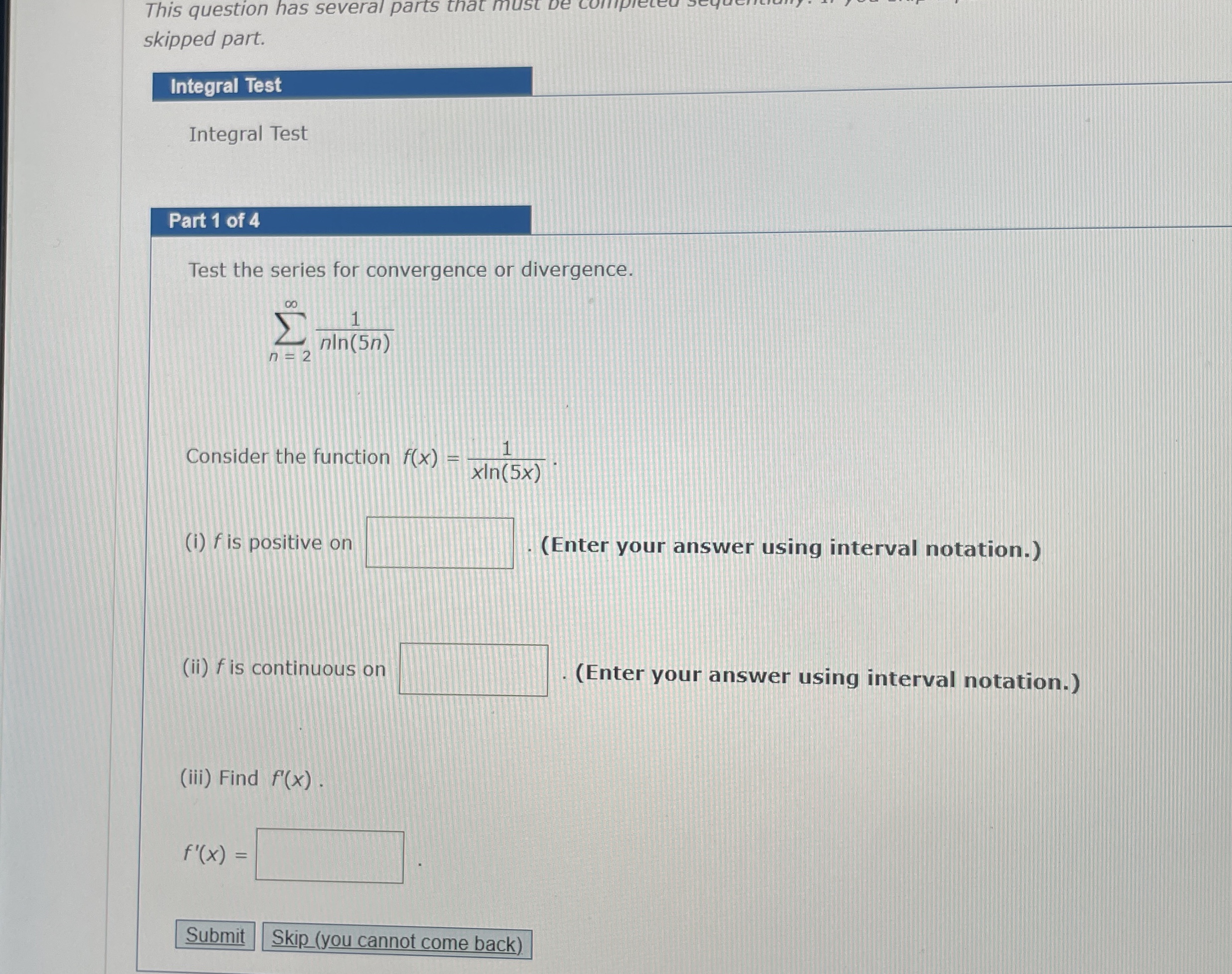 Solved This question has several parts that must skipped | Chegg.com
