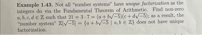 Solved Example 1.43. Not all "number systems" have unique | Chegg.com
