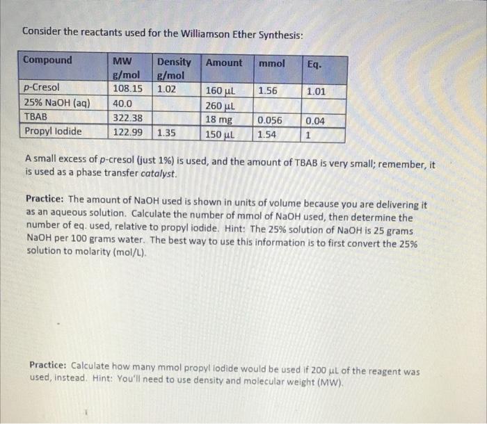Solved Reaction Stoichiometry and Molar Equivalents The | Chegg.com