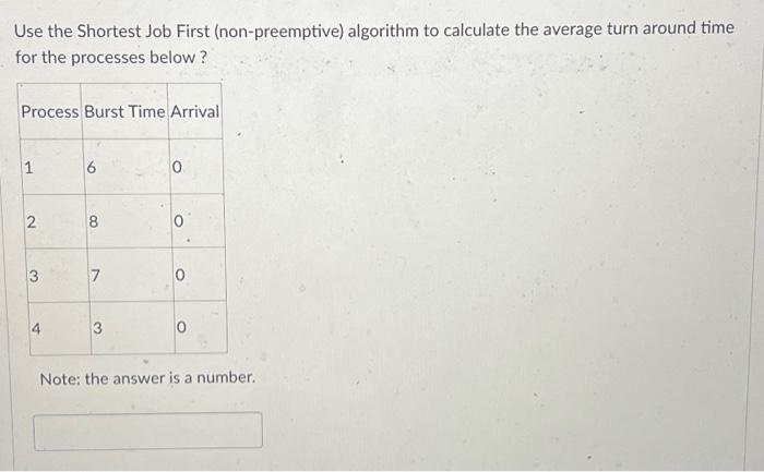 Solved Use the Shortest Job First (non-preemptive) algorithm | Chegg.com