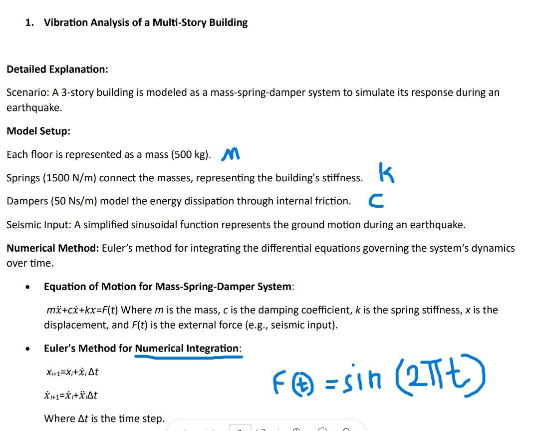 Solved 1. Vibration Analysis of a Multi-Story Building | Chegg.com