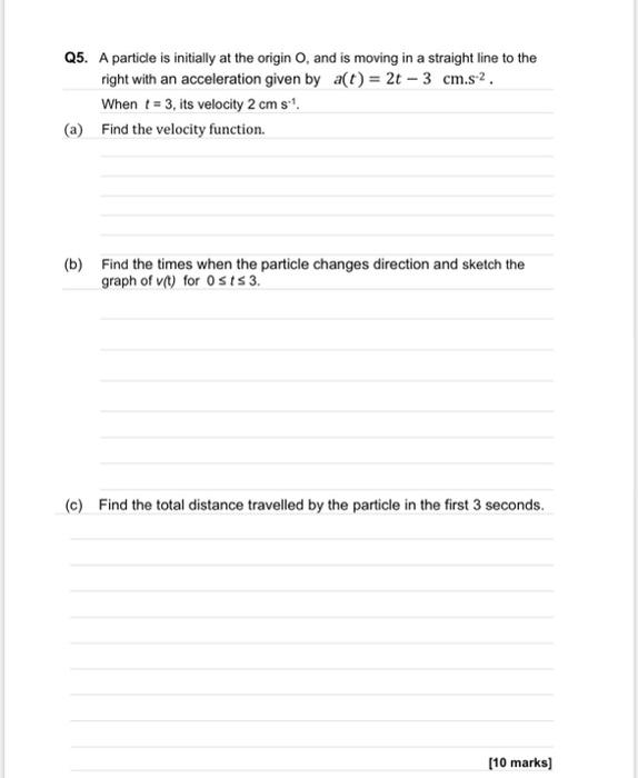 Solved Q5. A particle is initially at the origin O, and is | Chegg.com