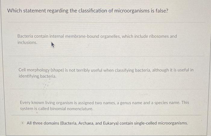 Solved Which statement regarding the classification of | Chegg.com
