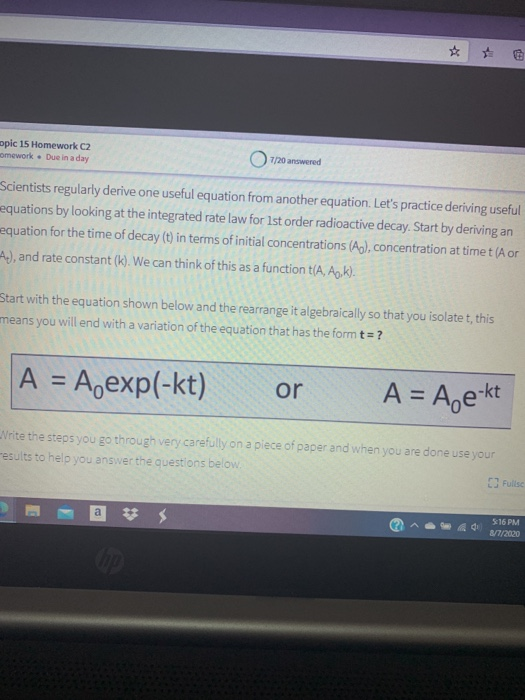 Solved Topic 15 Homework C2 Homework • Due in a day 7/20 | Chegg.com