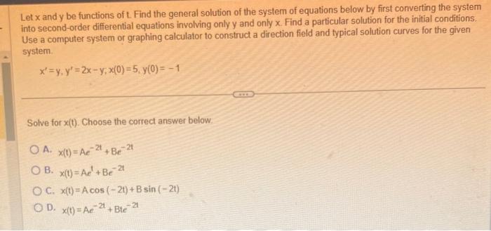 Solved Let x and y be functions of L. Find the general | Chegg.com