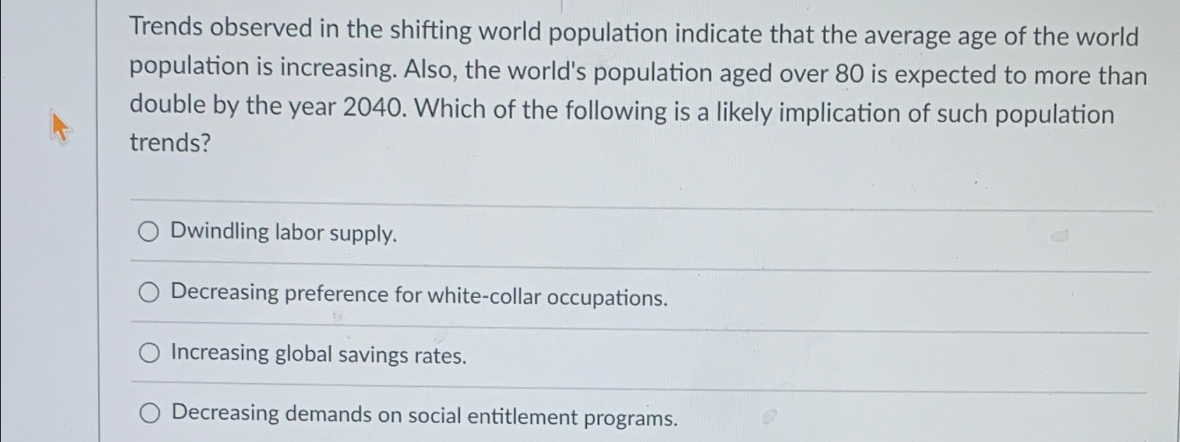 Solved Trends observed in the shifting world population | Chegg.com