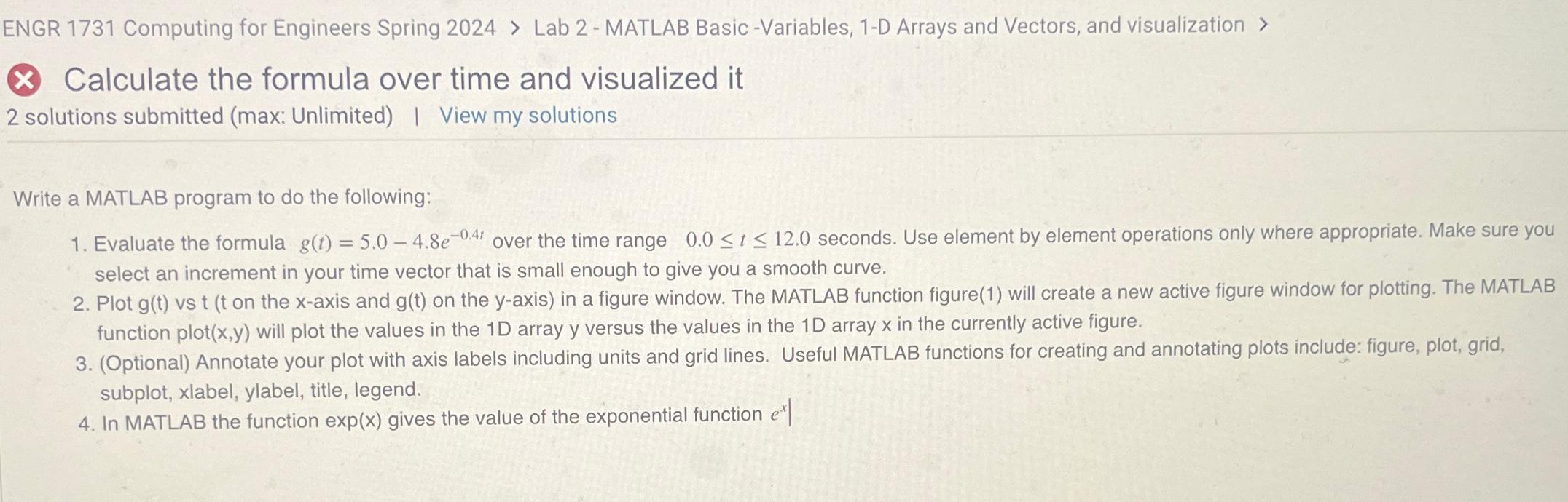 Solved Engr 1731 ﻿computing For Engineers Spring 2024 ﻿lab 