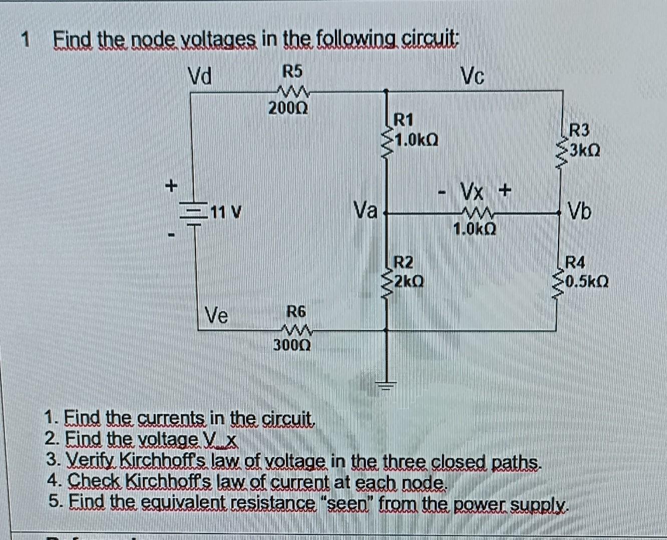 Solved Find the node voltages in the following circuit: 1. | Chegg.com