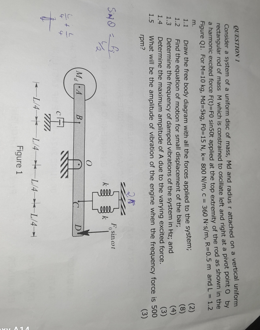 Solved QUESTION 1Consider a system of a uniform disc of | Chegg.com