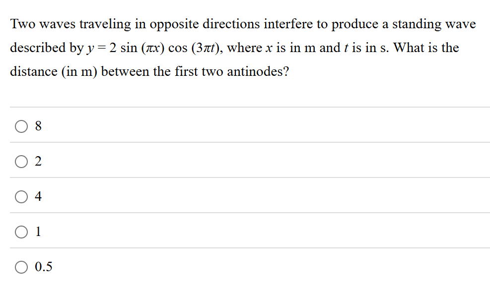 Solved Two waves traveling in ﻿opposite directions interfere | Chegg.com